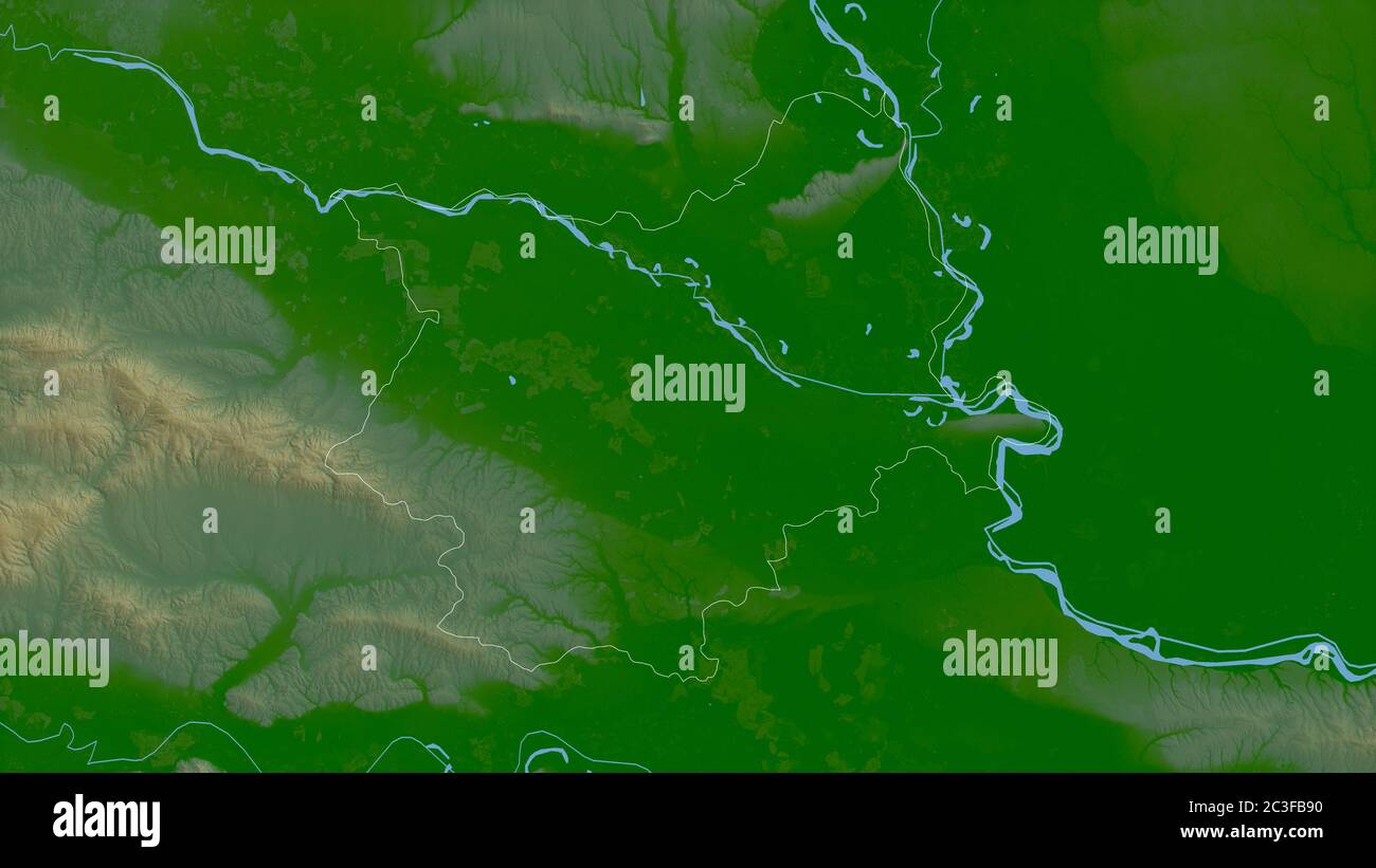 Osjecko-Baranjska, county of Croatia. Colored shader data with lakes ...