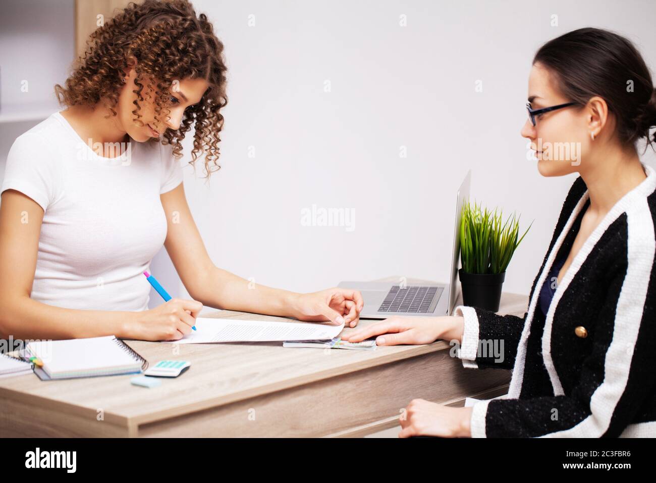 The woman gives a bribe to the envelope for a successful solution Stock ...