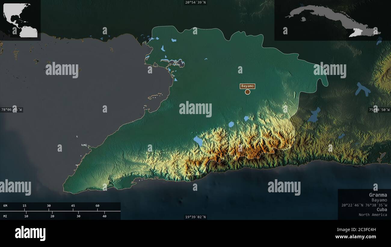 Cuba relief map border hi-res stock photography and images - Alamy