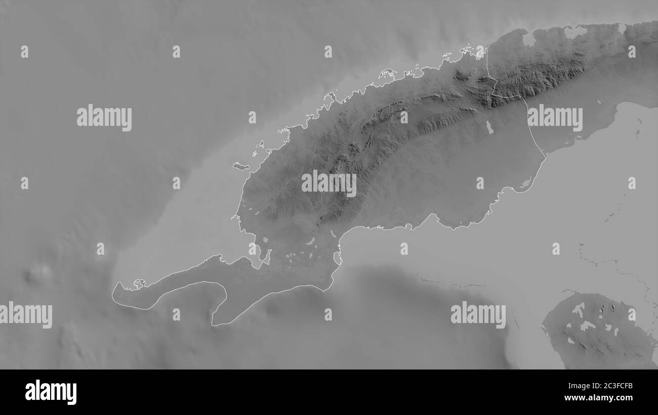 Pinar del Río, province of Cuba. Grayscaled map with lakes and rivers ...