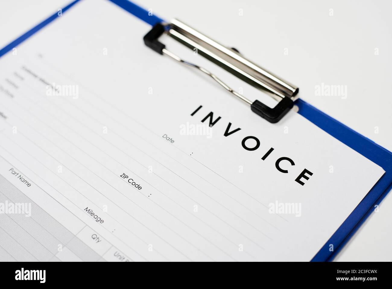 Invoice document on the white background. View from above Stock Photo ...