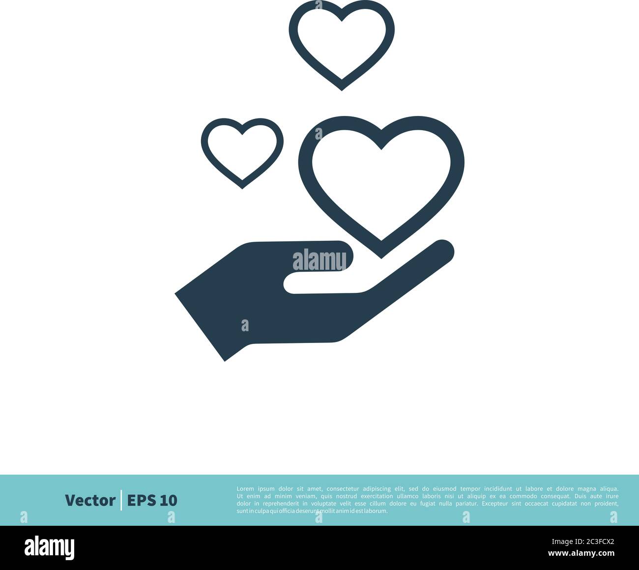 Charity Logo Template. Heart and Hand Icon. Help and Love Vector ...