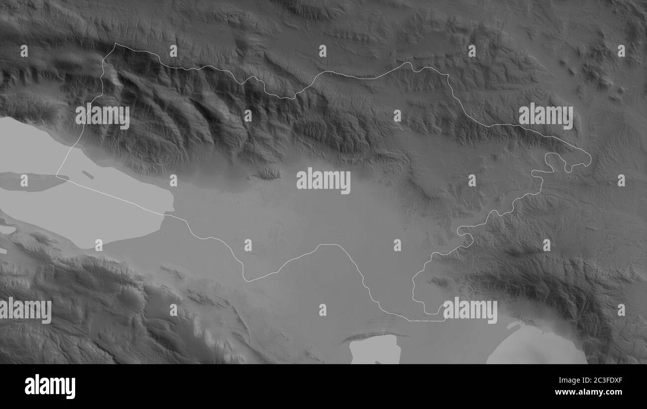Bahoruco, province of Dominican Republic. Grayscaled map with lakes and ...