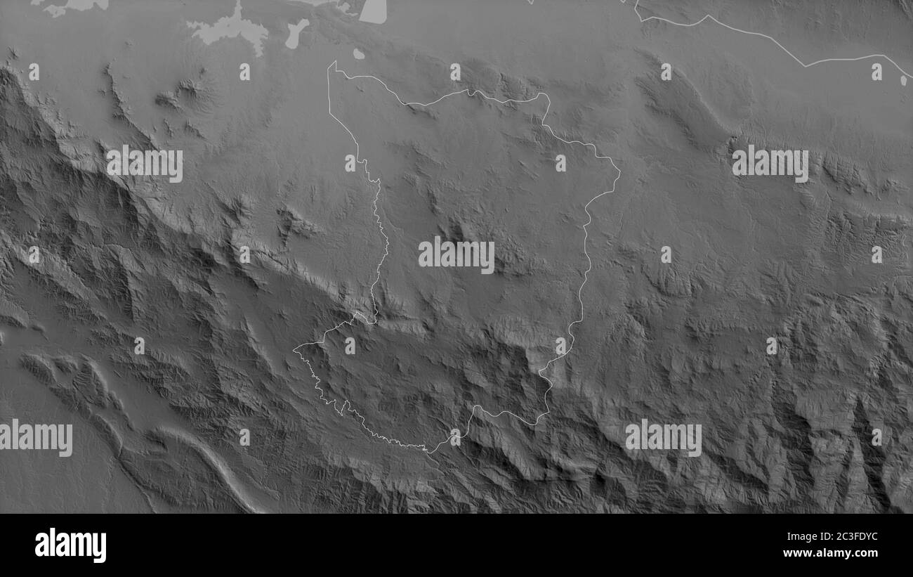 Dajabón, province of Dominican Republic. Grayscaled map with lakes and ...