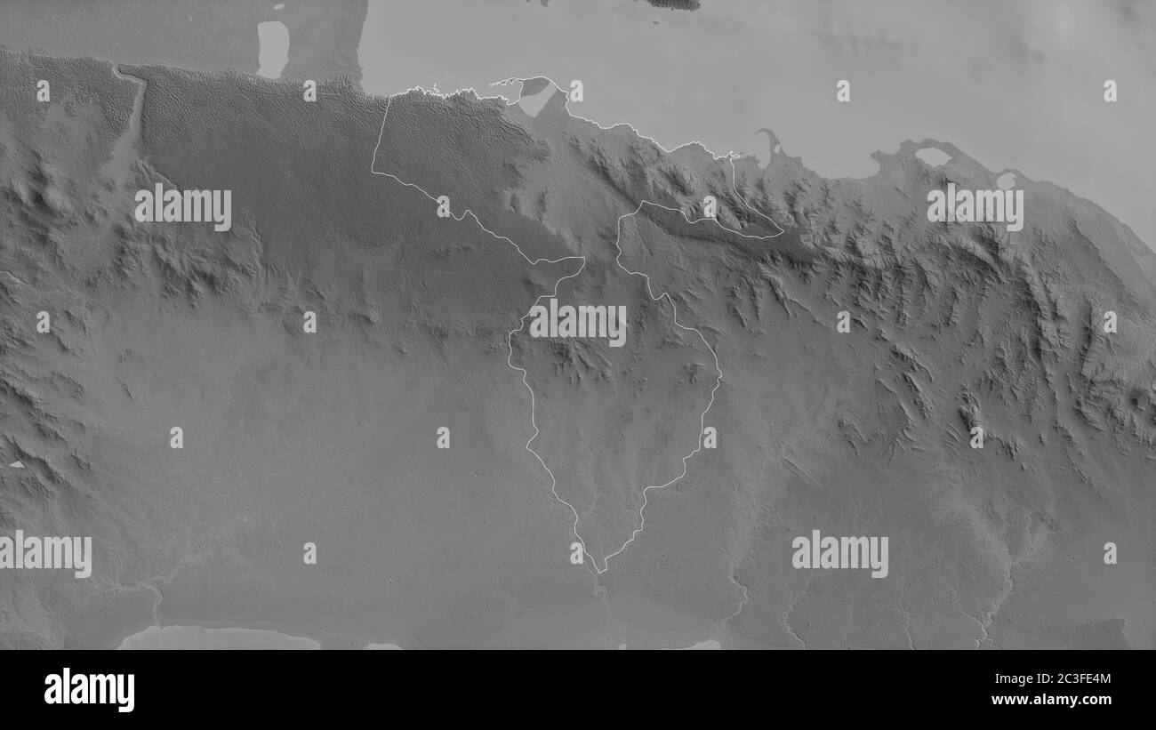 Hato Mayor, province of Dominican Republic. Grayscaled map with lakes ...