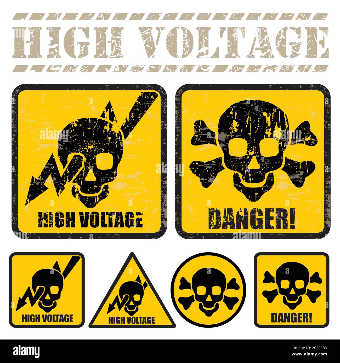 set of signs warning of the danger of high voltage Stock Vector Image ...