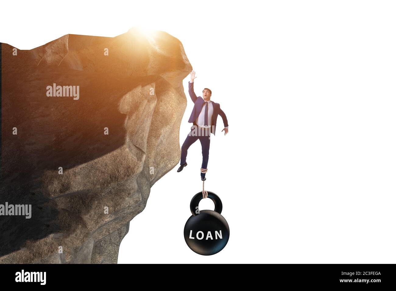 Concept of debt and load with businessman Stock Photo - Alamy