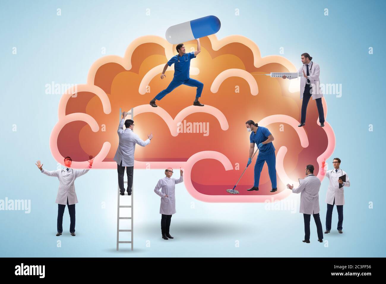 The team of doctors examining human brain Stock Photo - Alamy