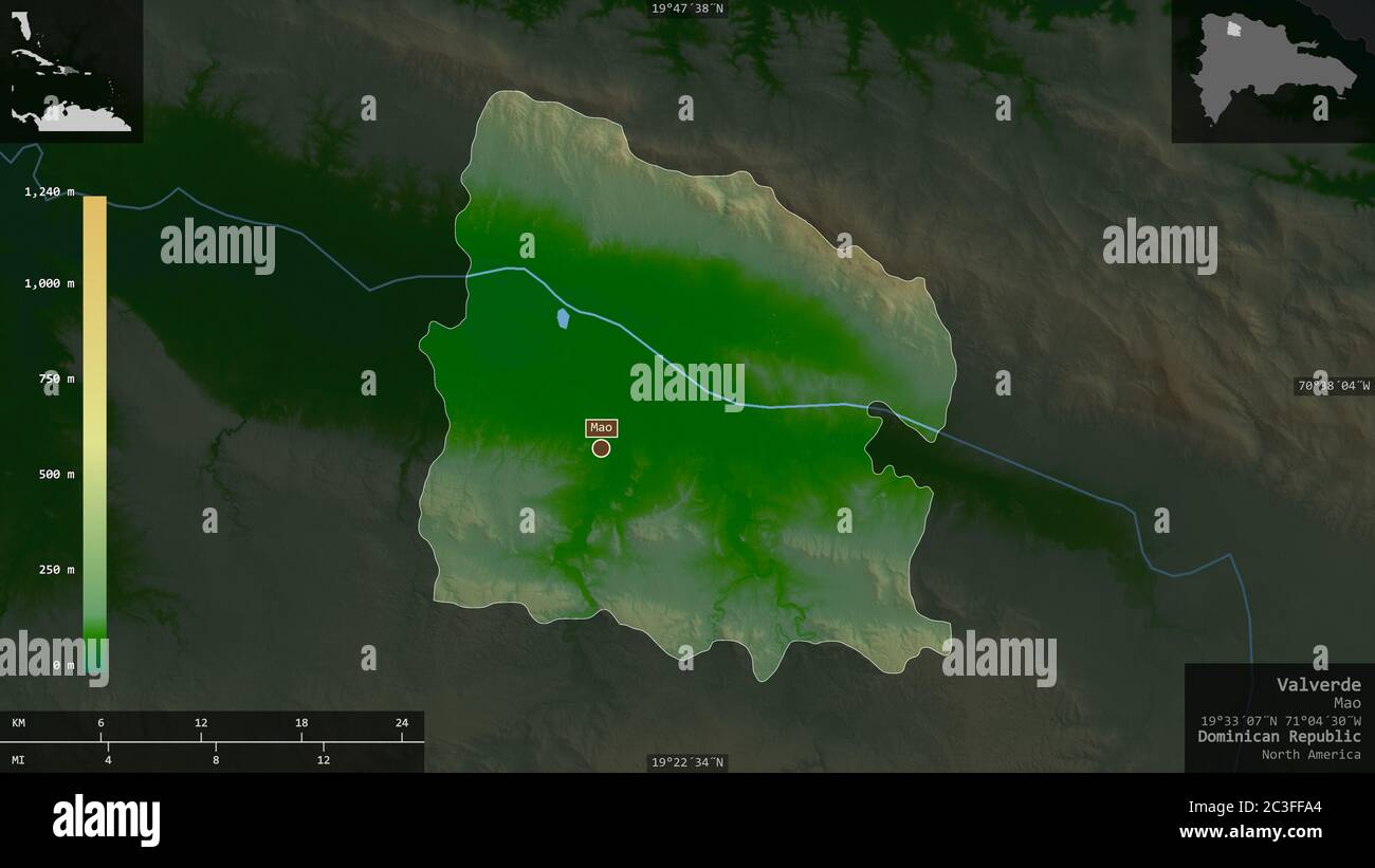 Valverde, province of Dominican Republic. Colored shader data with ...