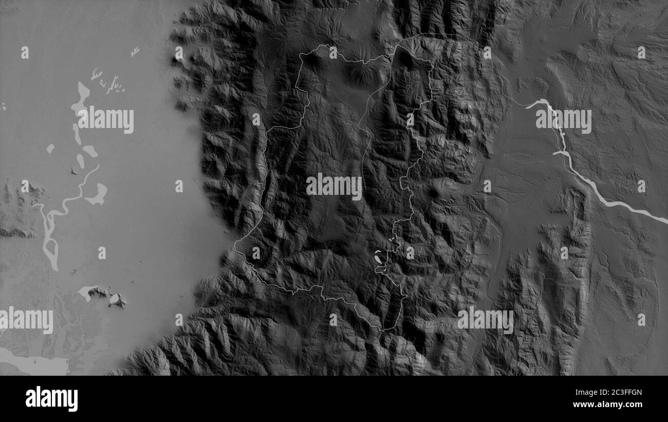 Chimborazo, province of Ecuador. Grayscaled map with lakes and rivers ...