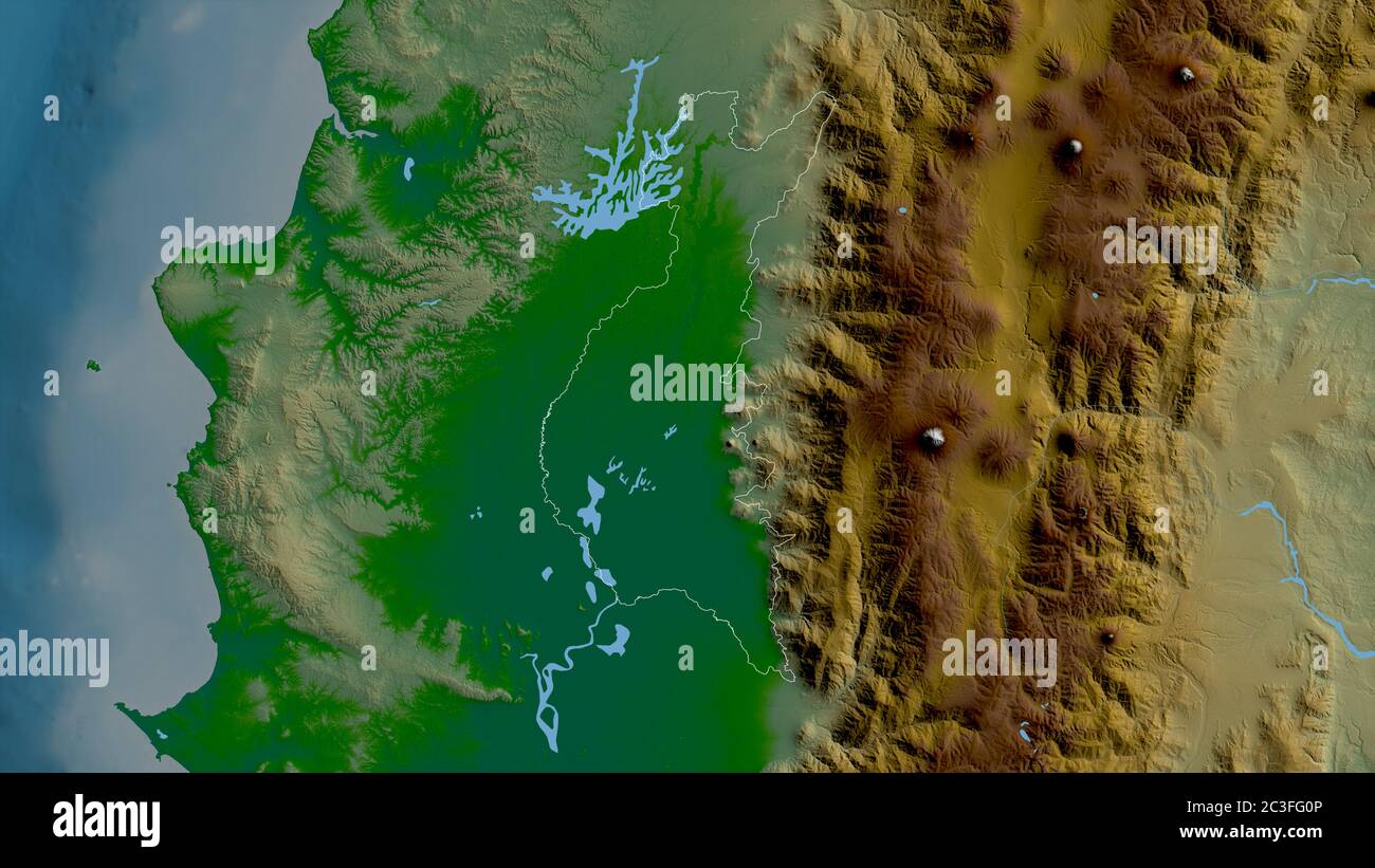 Los Rios, province of Ecuador. Colored shader data with lakes and ...