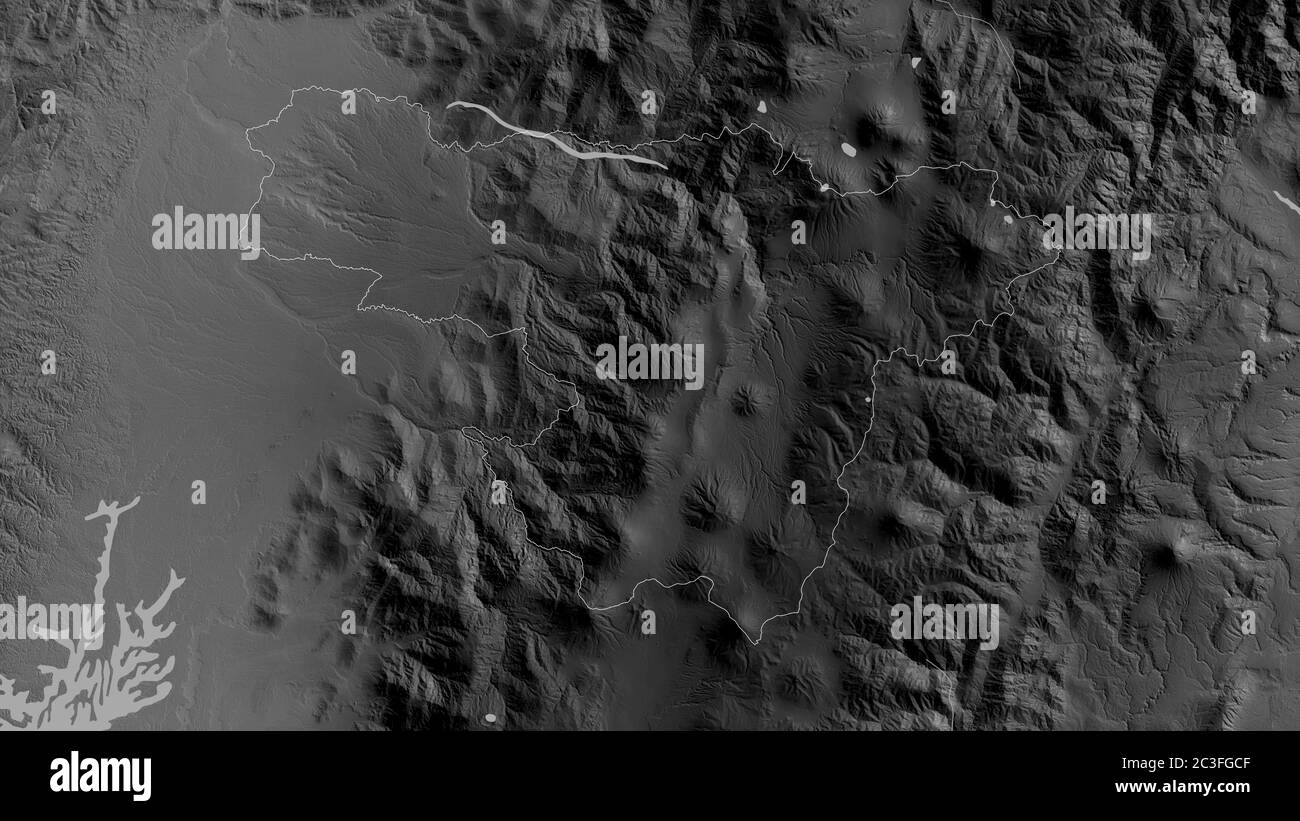 Pichincha, province of Ecuador. Grayscaled map with lakes and rivers ...