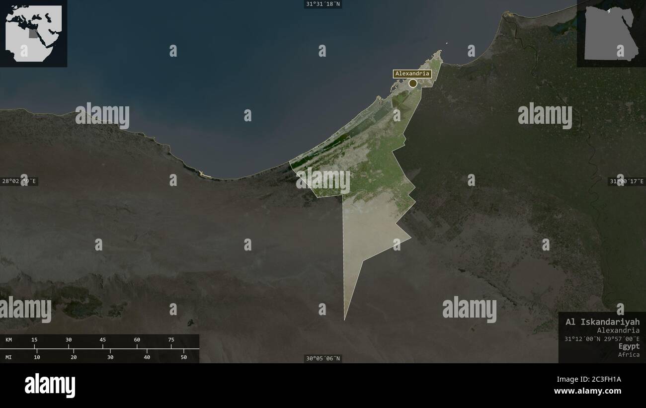 Al Iskandariyah, governorate of Egypt. Satellite imagery. Shape ...