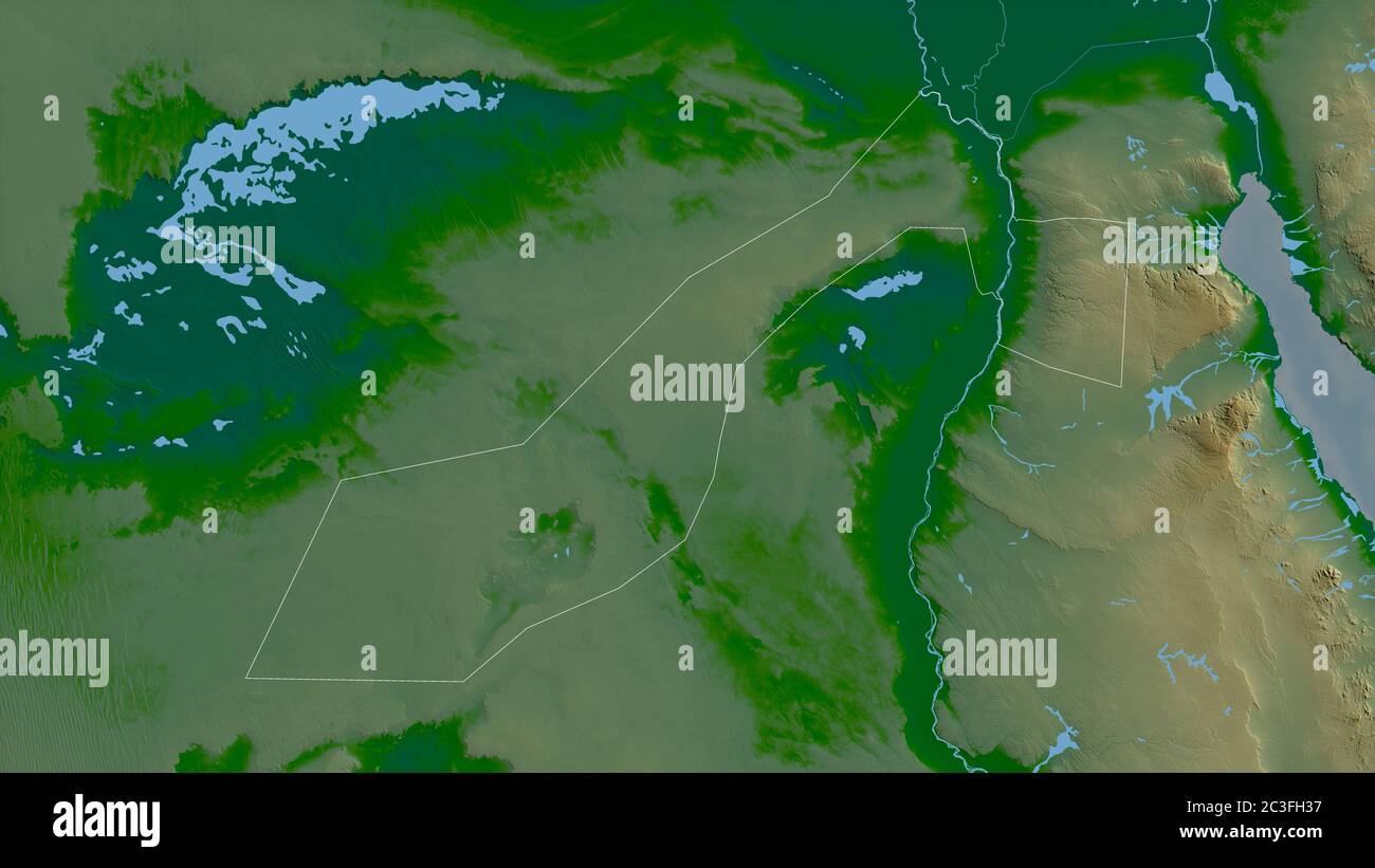 Al Jizah, governorate of Egypt. Colored shader data with lakes and ...