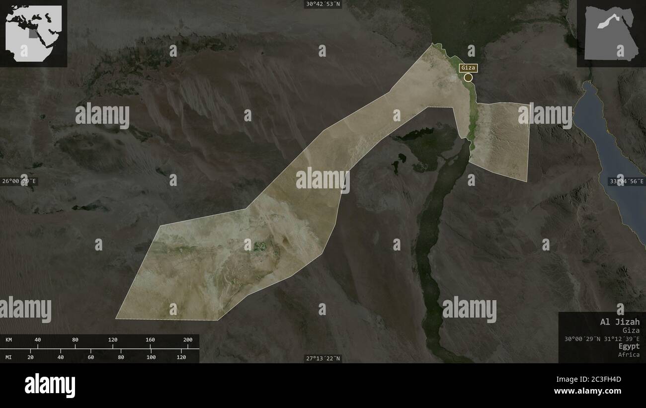 Al Jizah, governorate of Egypt. Satellite imagery. Shape presented ...