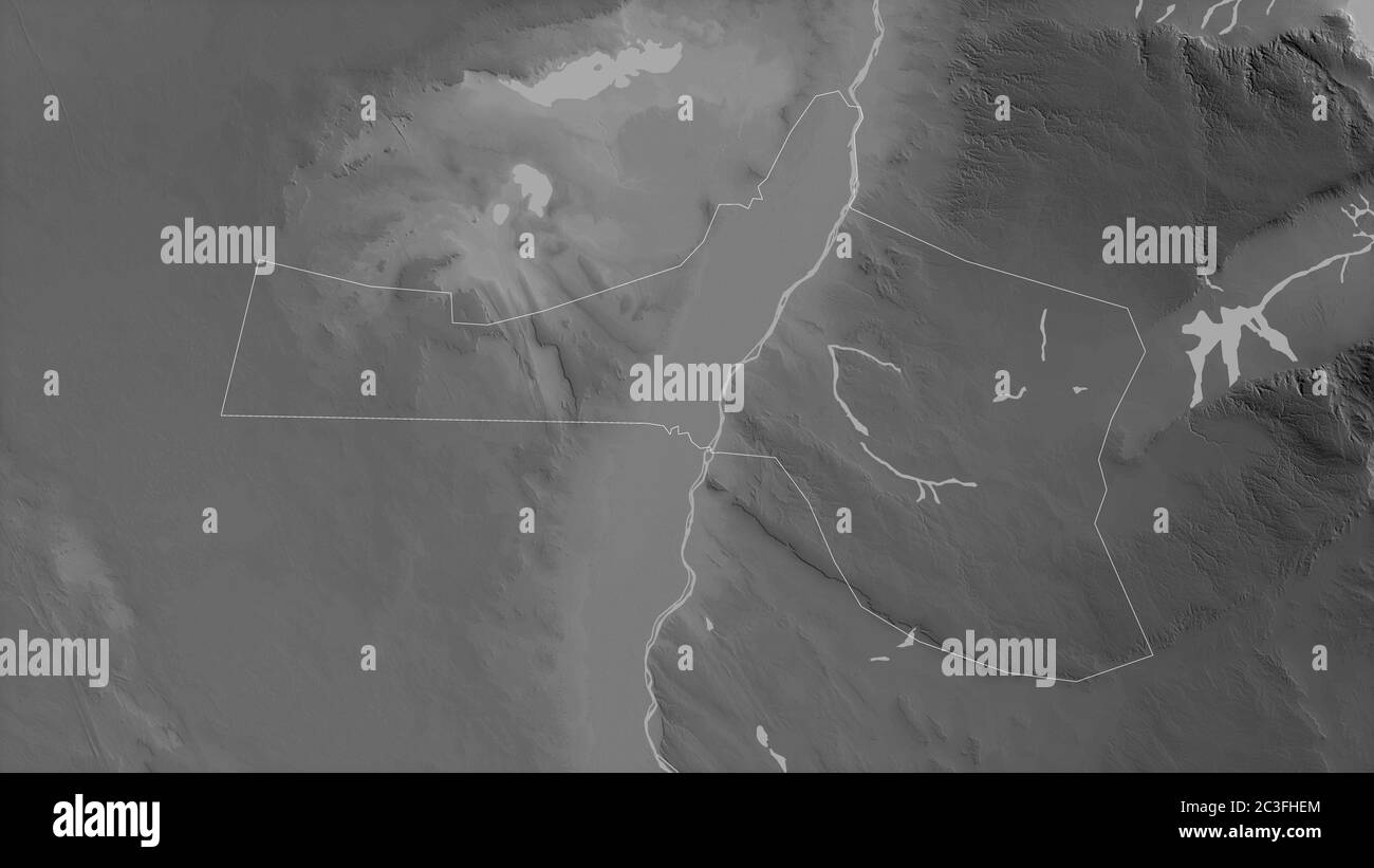 Bani Suwayf, governorate of Egypt. Grayscaled map with lakes and rivers ...