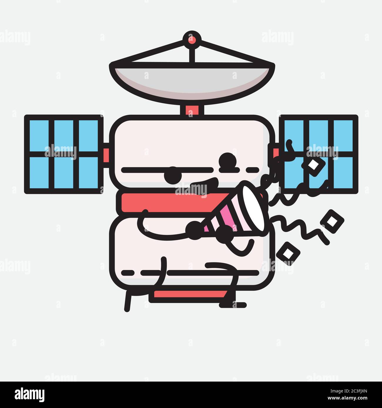 An illustration of Cute Satellite Antenna Mascot Vector Character in ...