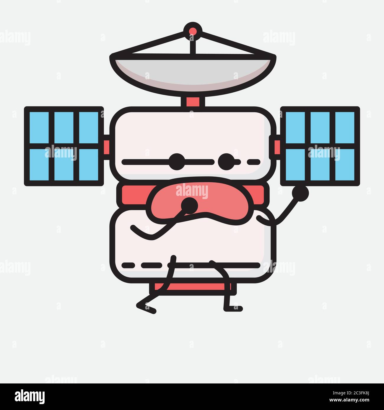 An illustration of Cute Satellite Antenna Mascot Vector Character in ...