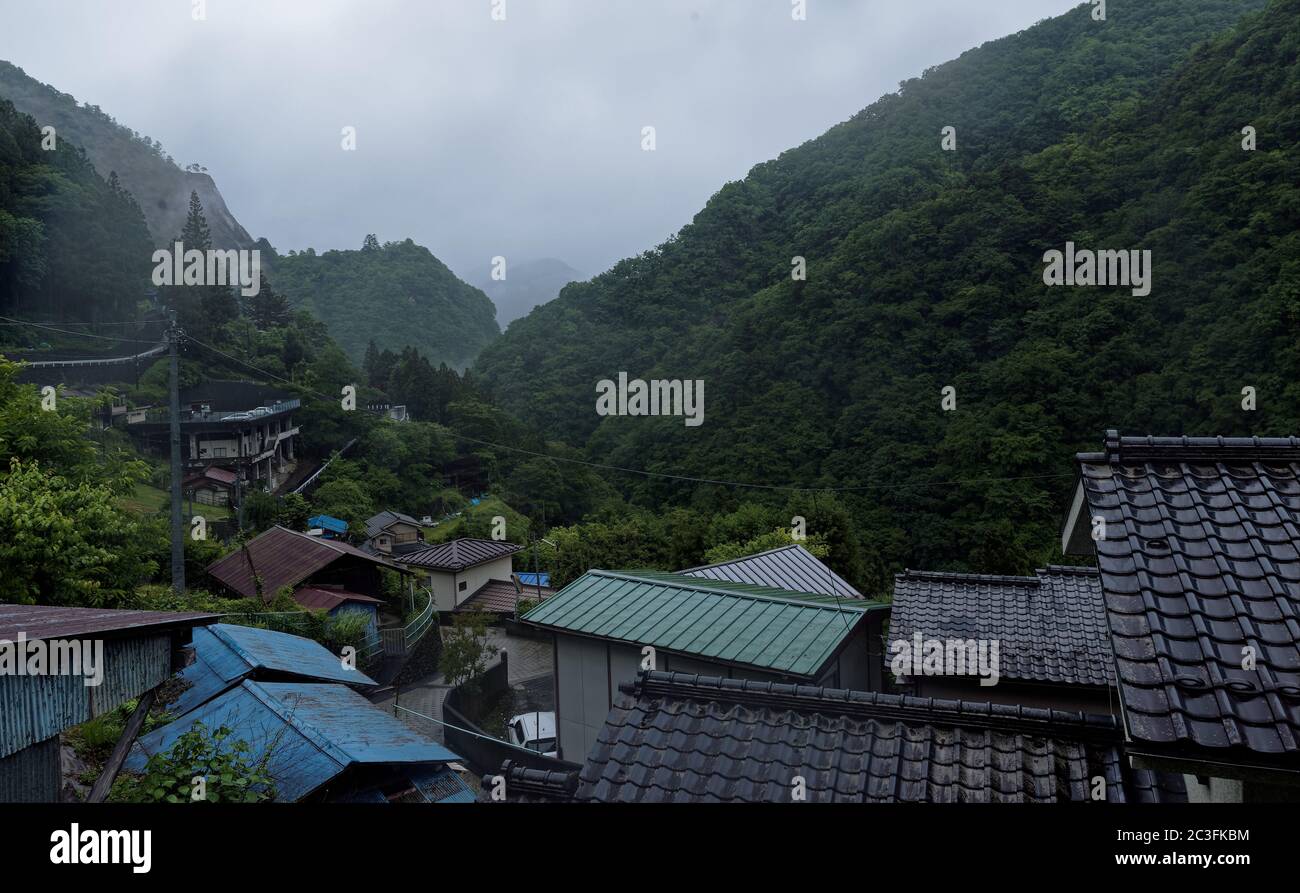 Overcast mountain village in Japan Stock Photo - Alamy