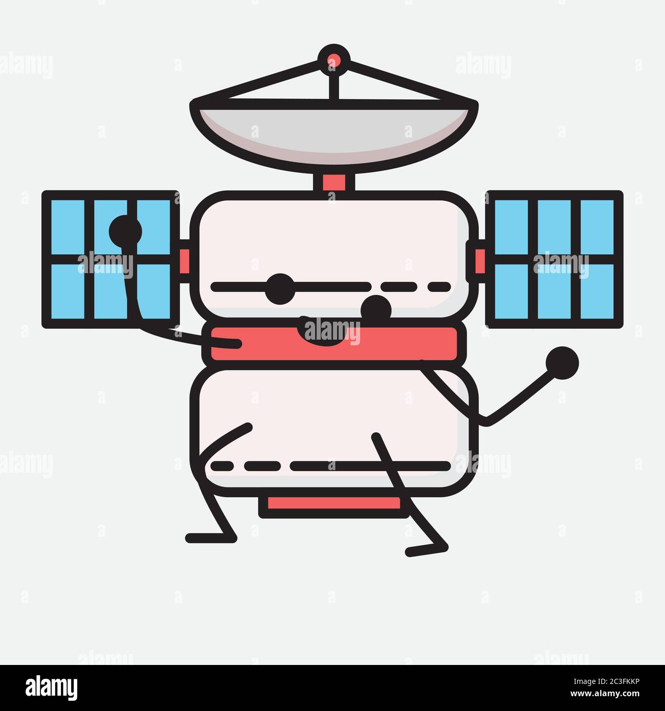 An illustration of Cute Satellite Antenna Mascot Vector Character in ...
