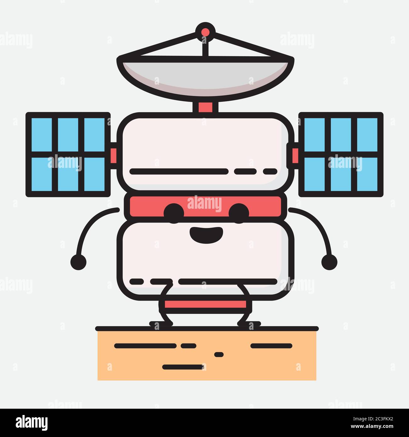 An illustration of Cute Satellite Antenna Mascot Vector Character in ...