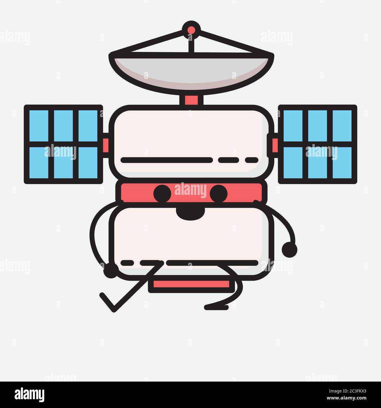 An illustration of Cute Satellite Antenna Mascot Vector Character in ...