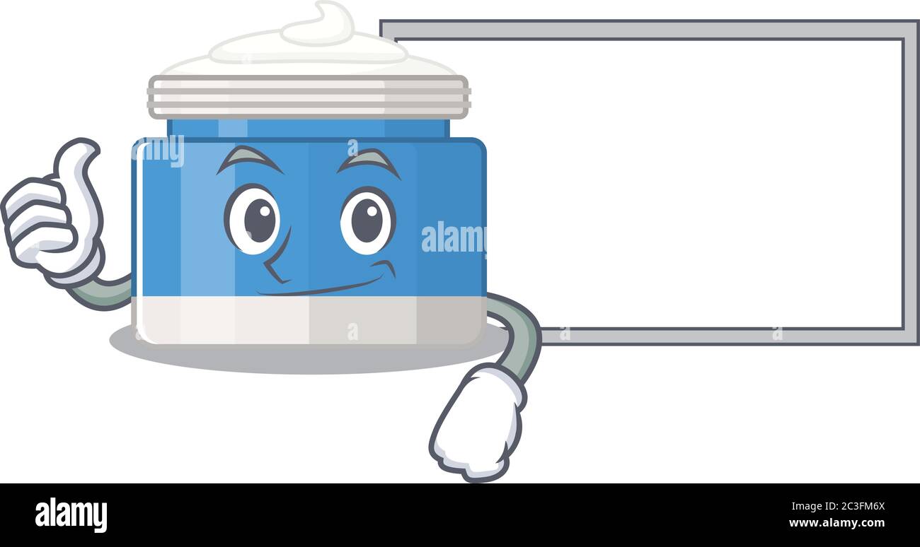 Moisturizer cream cartoon design with Thumbs up finger bring a white ...