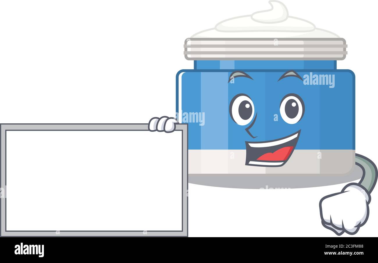 Cartoon character design of moisturizer cream holding a board Stock ...