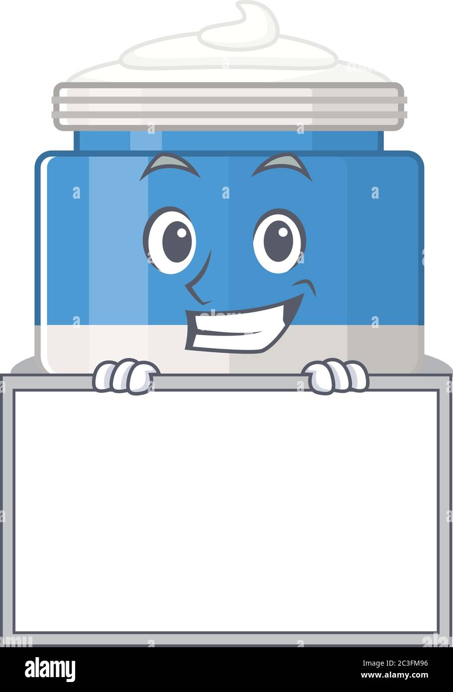 Moisturizer cream cartoon design style standing behind a board Stock ...