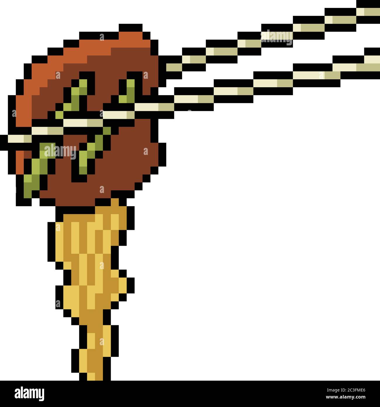 Vector Pixel Art Meat Noodle Isolated Cartoon Stock Vector Image And Art