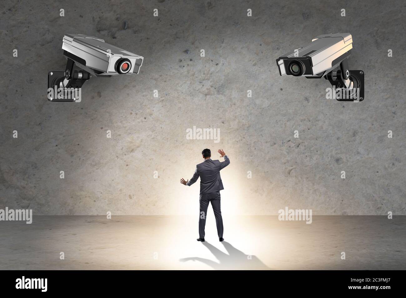 Cameras wathing man in spying concept Stock Photo - Alamy