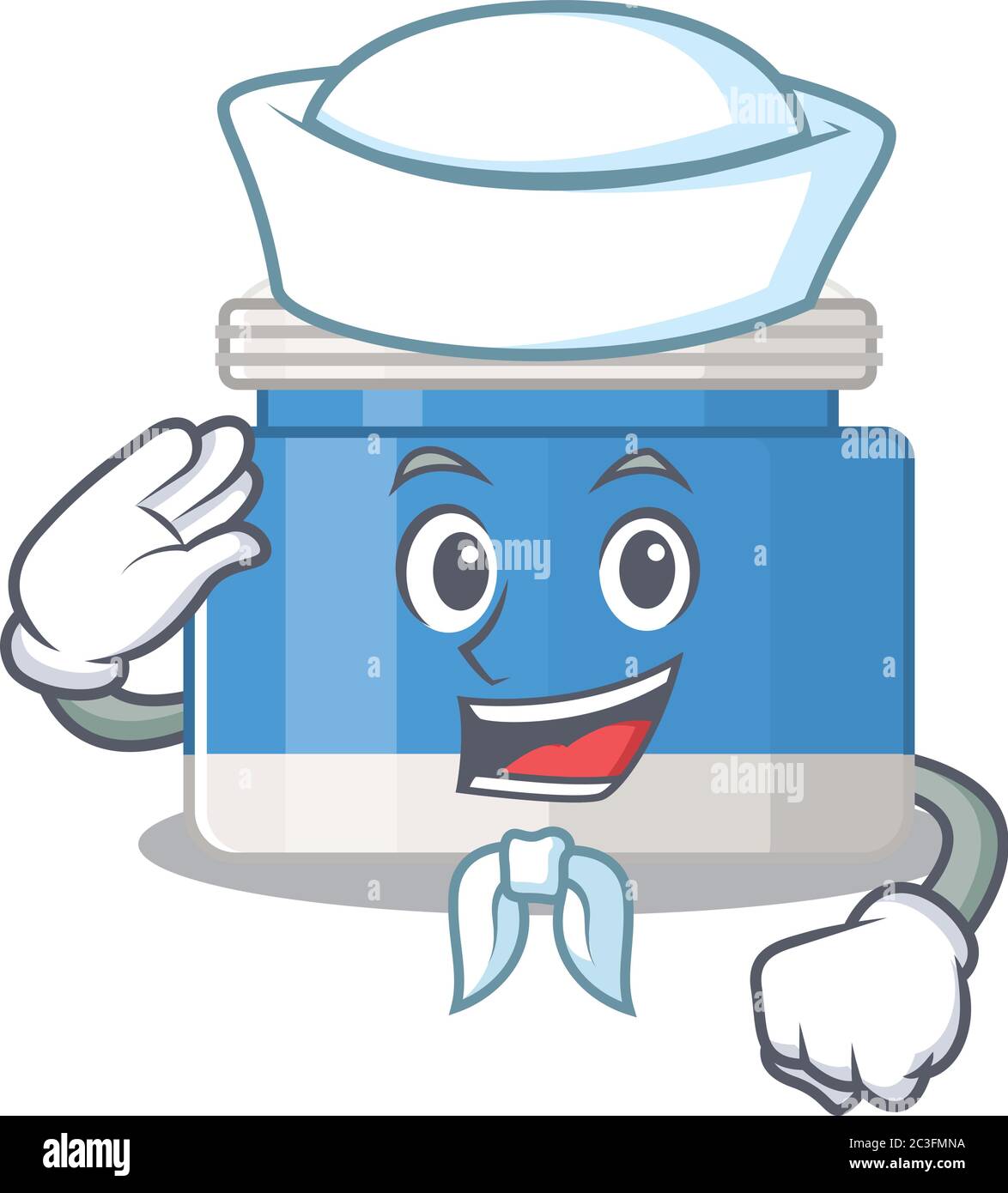 Smiley sailor cartoon character of moisturizer cream wearing white hat ...