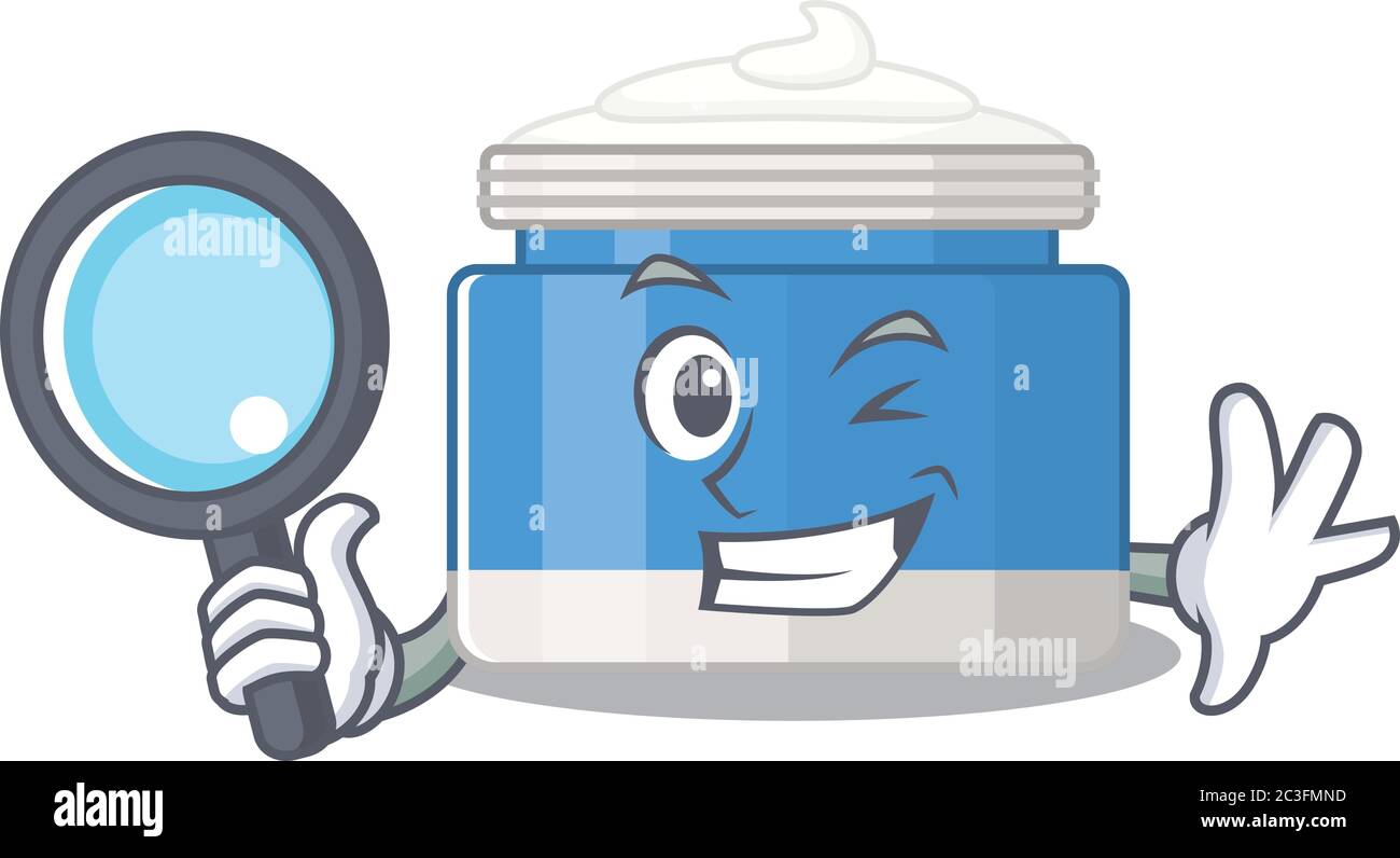 cartoon picture of moisturizer cream Detective using tools Stock Vector ...