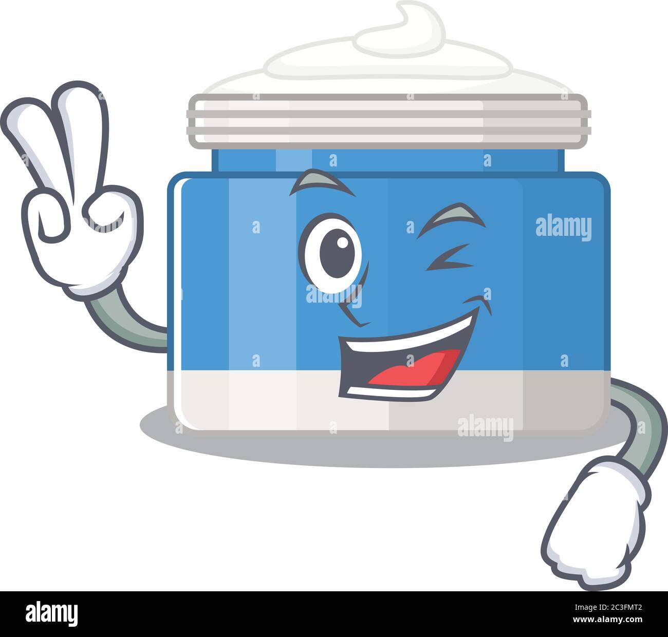 Happy moisturizer cream cartoon design concept show two fingers Stock ...