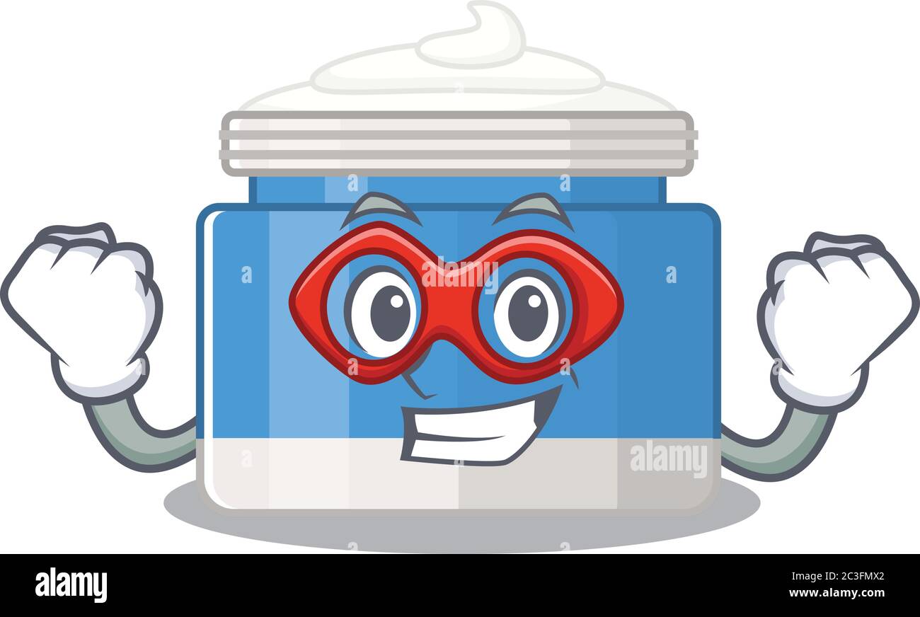 A cartoon drawing of moisturizer cream in a Super hero character Stock ...