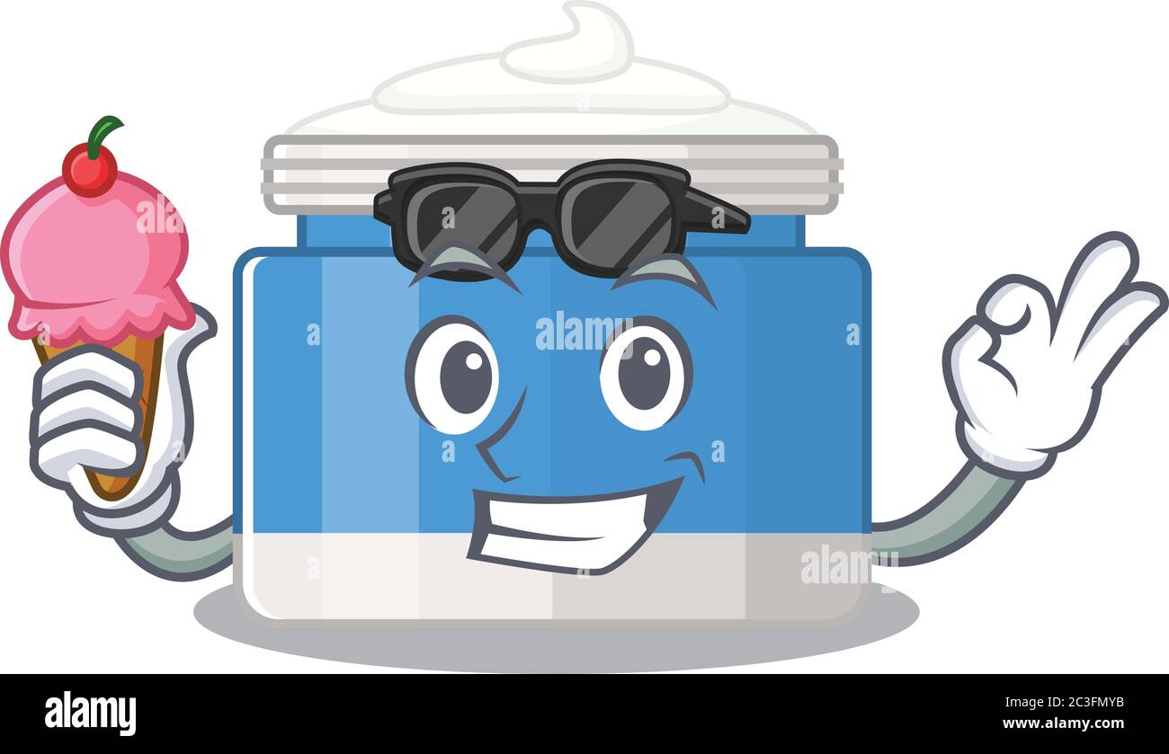 A cartoon drawing of moisturizer cream holding cone ice cream Stock ...