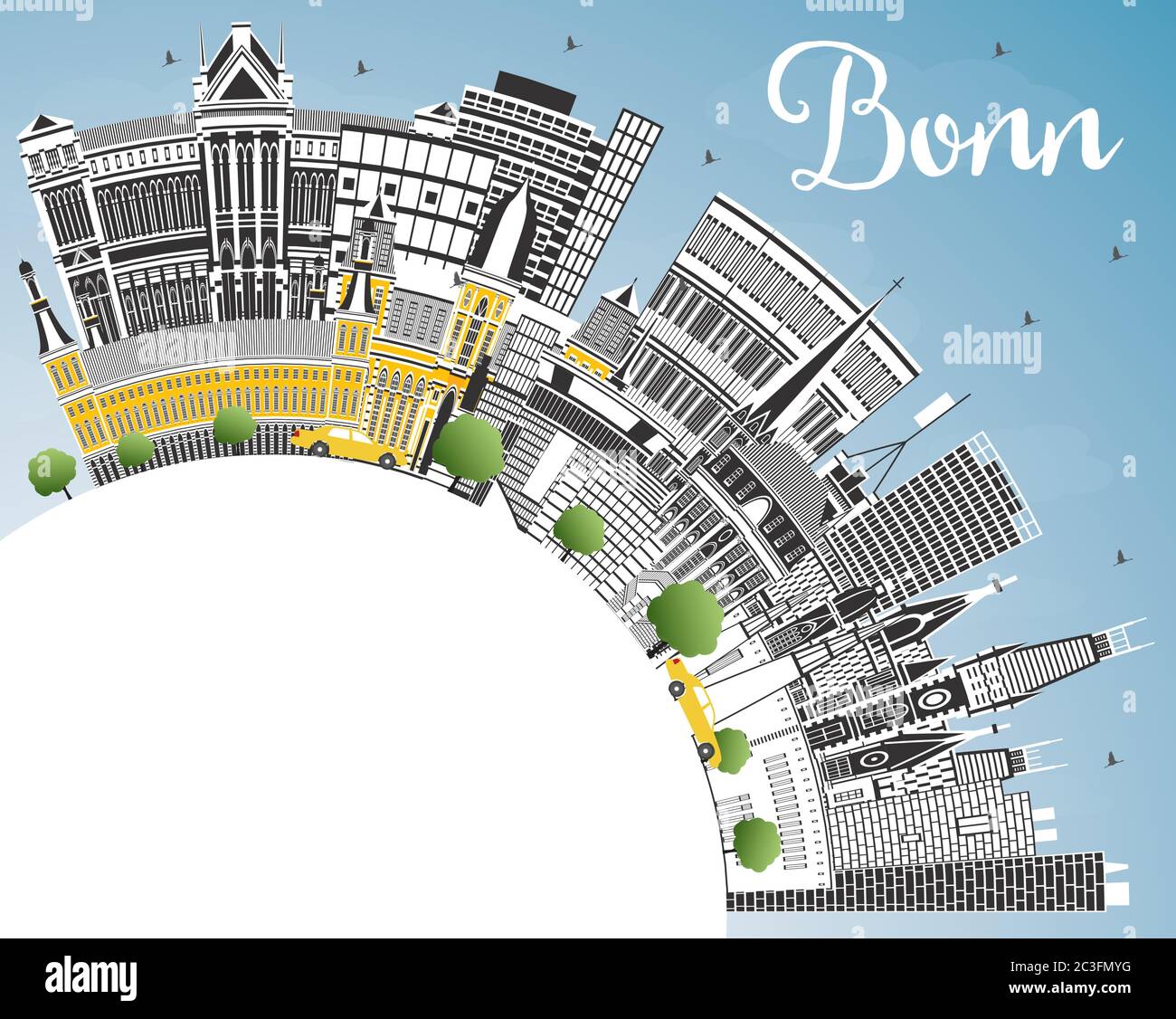 Bonn Germany City Skyline with Color Buildings, Blue Sky and Copy Space ...