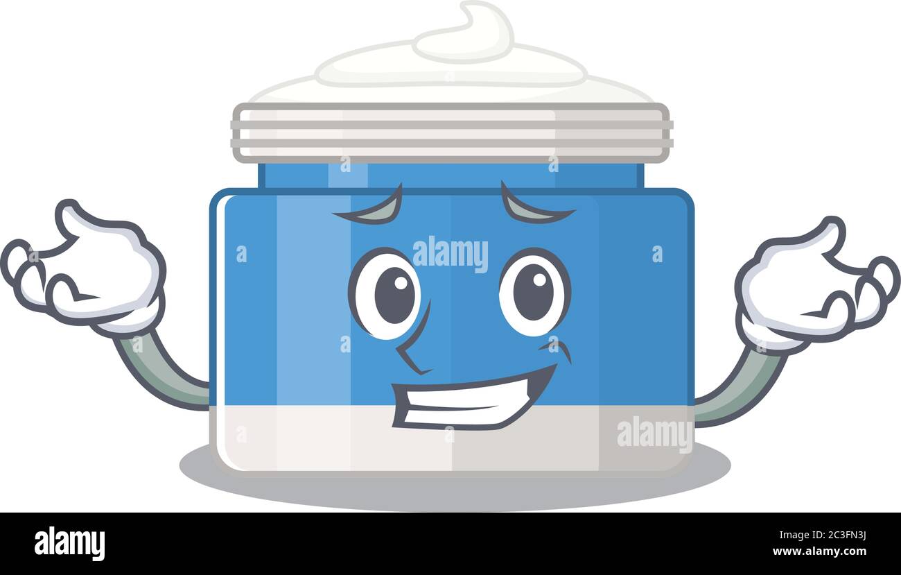 A cute picture of grinning moisturizer cream caricature character Stock ...