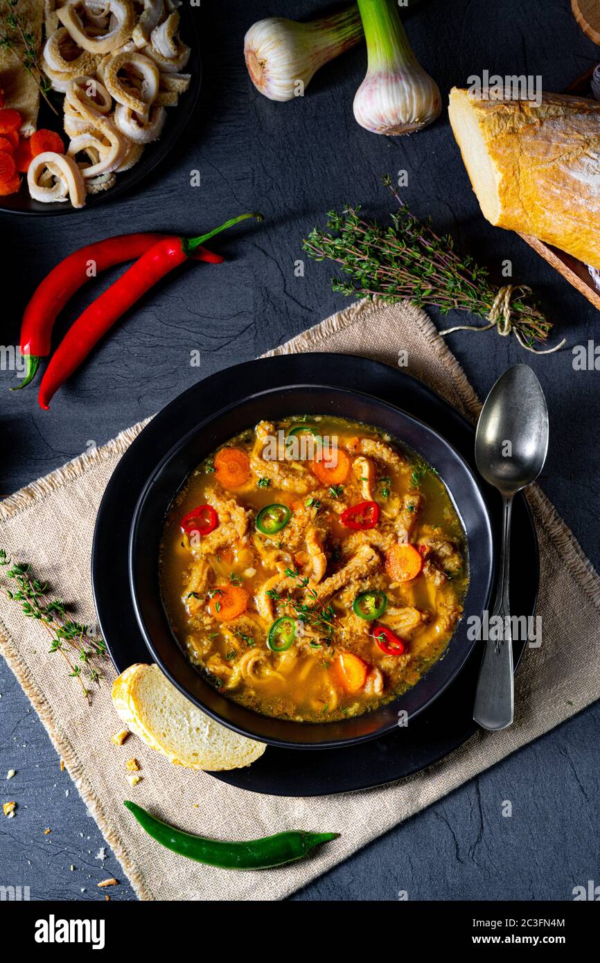 Flaczki - tripe soup the Polish way Stock Photo - Alamy