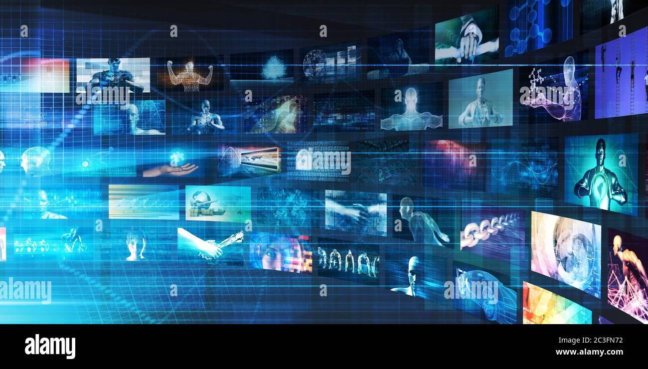 Video Technology Reaching Images and Content Streaming Digital Stock ...