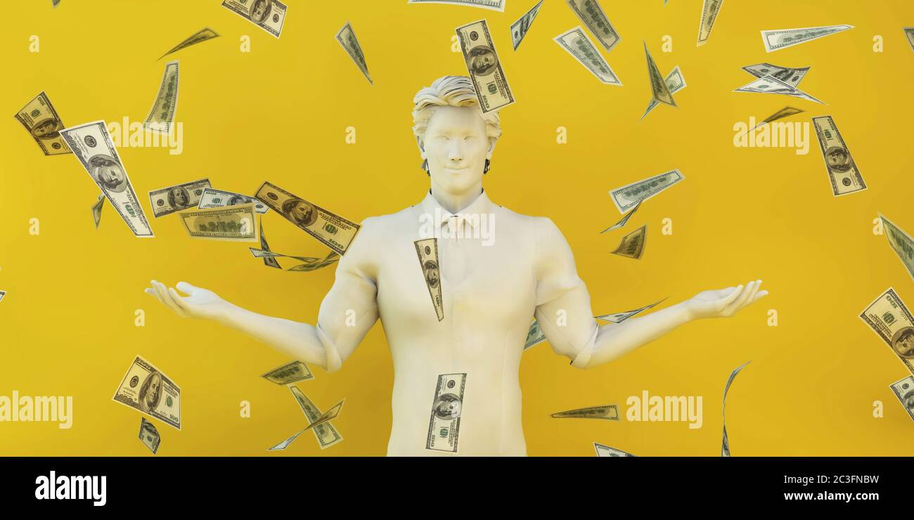 Instant Success with Asian Business Man Catching Money Stock Photo - Alamy