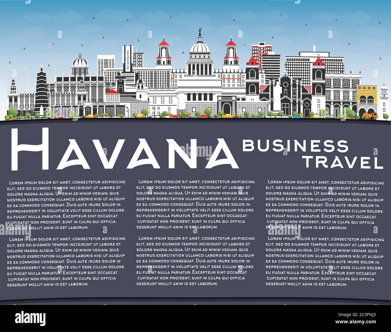 Havana Cuba City Skyline with Color Buildings, Blue Sky and Copy Space ...