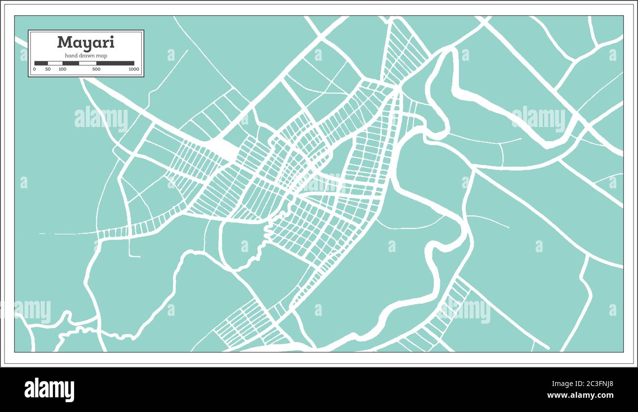Mayari Cuba City Map in Retro Style. Outline Map. Vector Illustration ...