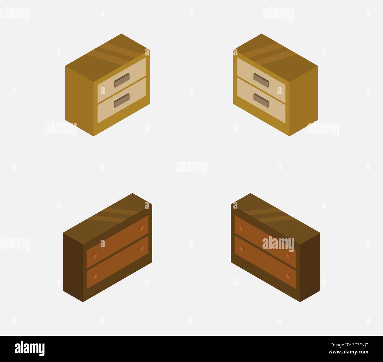 Bedside table isometric icon illustrated in vector on white background ...