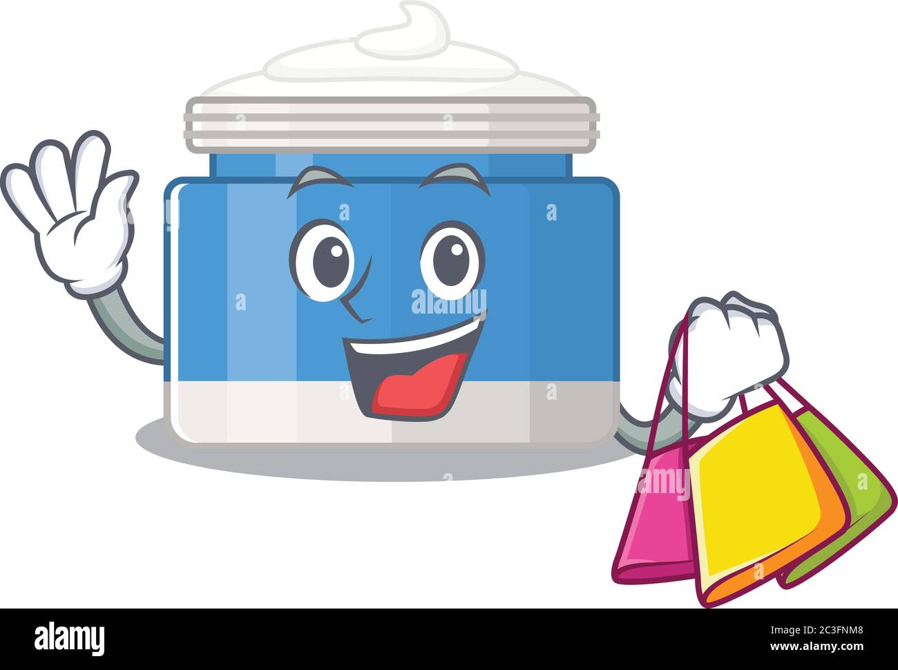 wealthy moisturizer cream cartoon character with shopping bags Stock ...