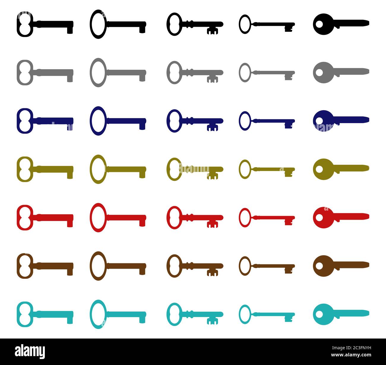 key icons illustrated in vector on white background Stock Photo - Alamy