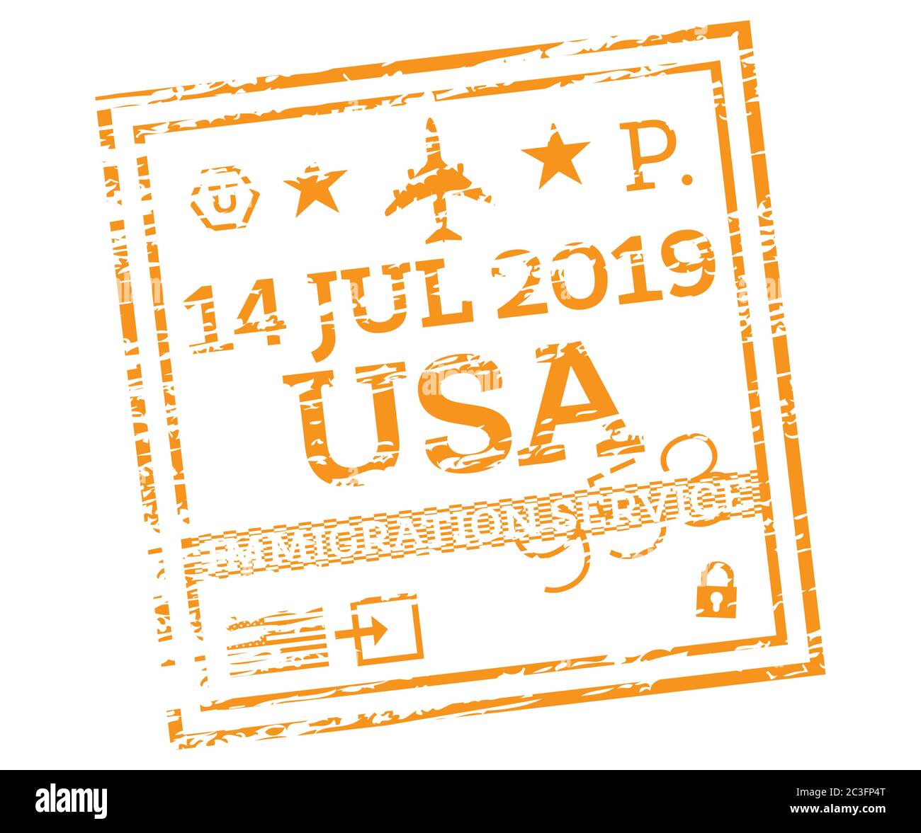 USA Passport Stamp Isolated on White. Vector Illustration. Immigration ...