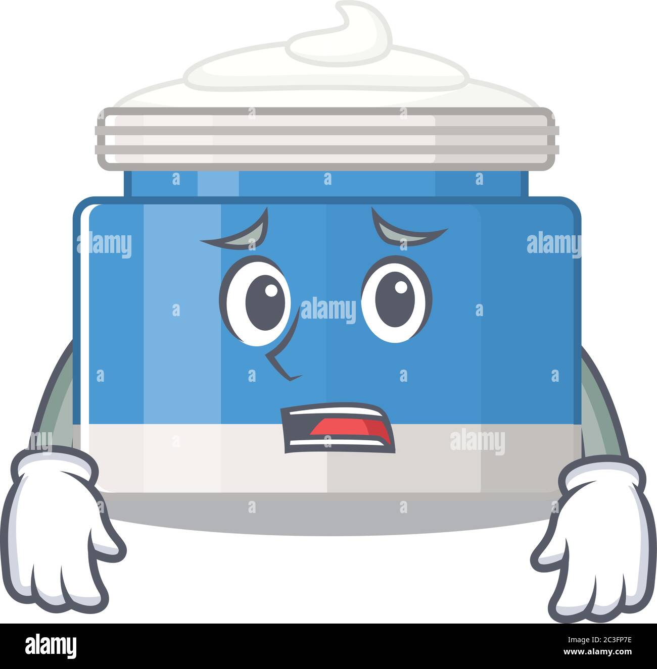 Cartoon design style of moisturizer cream having worried face Stock ...