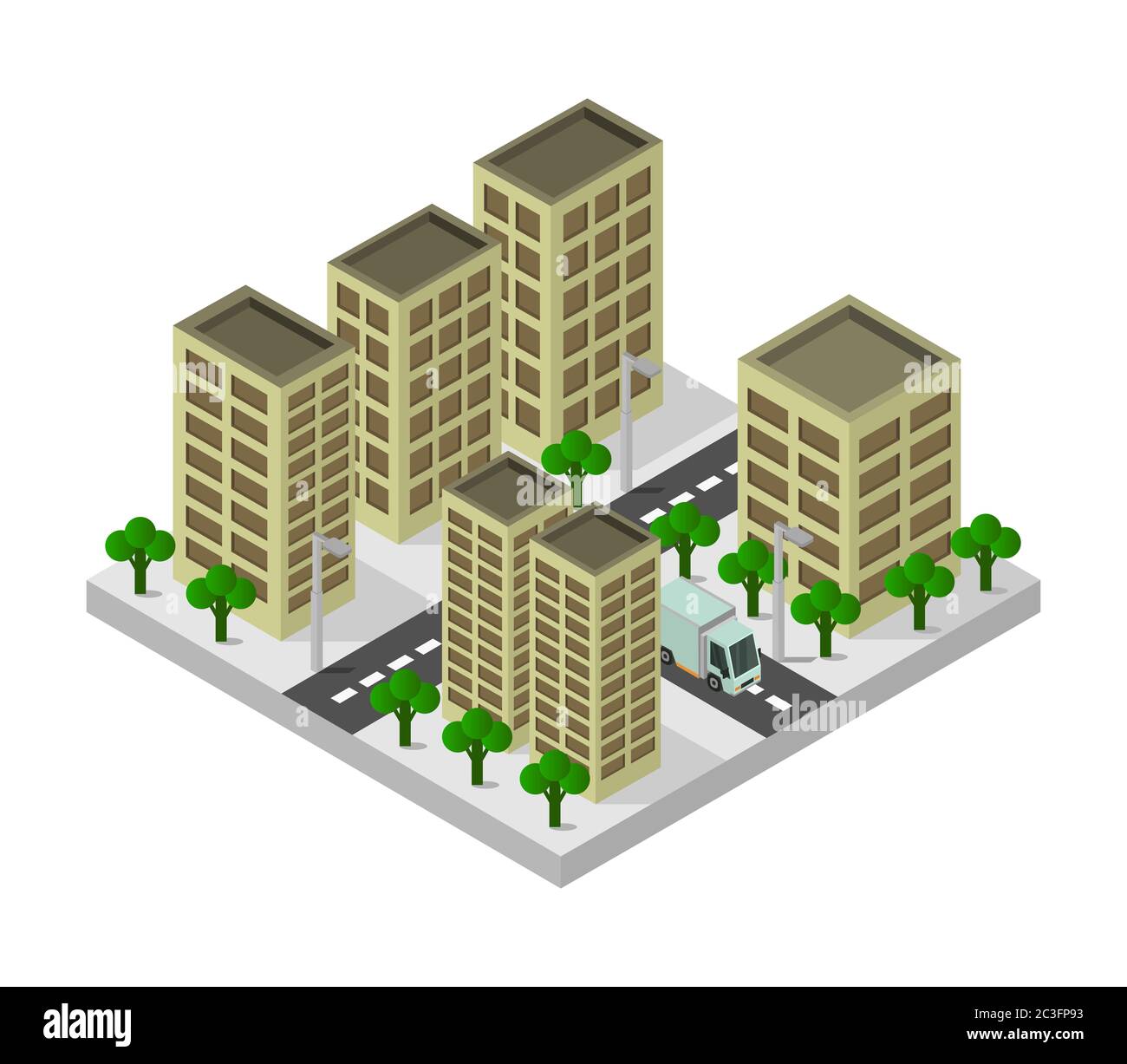 isometric city icon illustrated in vector on white background Stock ...