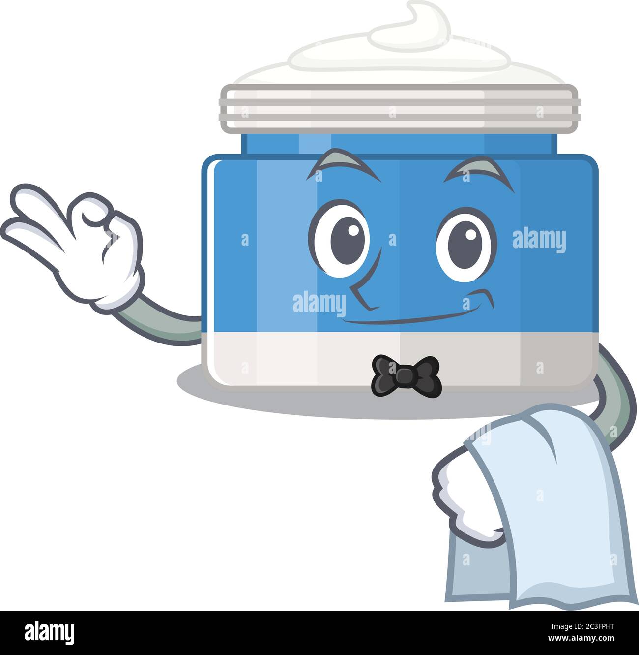 A cartoon picture of moisturizer cream waiter with a white napkin Stock ...